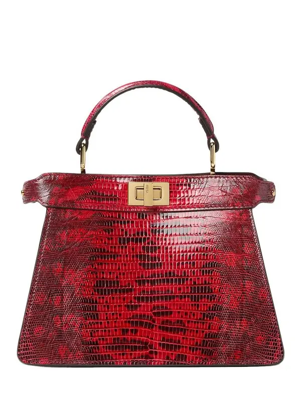Fendi Peekaboo Iseeu Petite Dark Red Lizard Leather Bag - [red]
